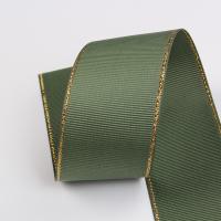 China 2.5cm Width 100 Yard Polyester Gold Edge Grosgrain Ribbon for Christmas Decorations and Bag Handles for sale