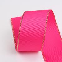 China 2.5cm Width 100 Yard Polyester Gold Edge Grosgrain Ribbon for Christmas Decorations and Bag Handles for sale
