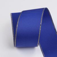 China 2.5cm Width 100 Yard Polyester Gold Edge Grosgrain Ribbon for Christmas Decorations and Bag Handles for sale