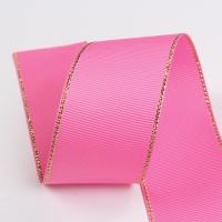China 2.5cm Width 100 Yard Polyester Gold Edge Grosgrain Ribbon for Christmas Decorations and Bag Handles for sale