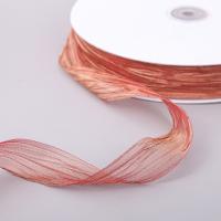 China 25mm Korea Polyester Organza Wired Ribbon - 100 Yard Rolls, 0.5mm Thickness for Gift Wrapping for sale