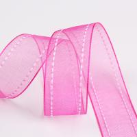 China 25mm|38mm Stitched Edge Polyester Organza Ribbon for Flower Gift Packing for sale