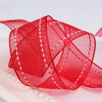 China 25mm|38mm Stitched Edge Polyester Organza Ribbon for Flower Gift Packing for sale