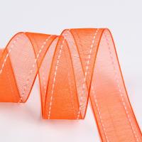 China 25mm|38mm Stitched Edge Polyester Organza Ribbon for Flower Gift Packing for sale