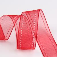China 25mm|38mm Stitched Edge Polyester Organza Ribbon for Flower Gift Packing for sale