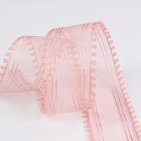 China 16mm-38mm Rolls Of Organza Ribbon Double Circle Edge Red Sheer Ribbon for sale