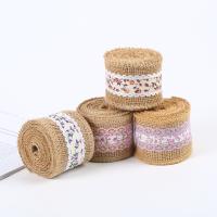 China 6.5cm Natural Jute Burlap Ribbon with Satin Woven Edges - 10 Yard Rolls, Eco-Friendly Crafting Material for sale