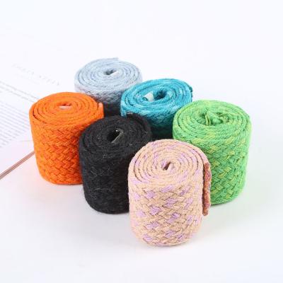 China 2-Inch Wide Blue Woven Braided Jute Ribbon - 100% Natural Burlap Trim for Christmas Tree & Craft Decorations for sale