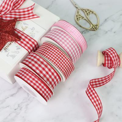 China Polyester Plaid Lattice Ribbon 100 Yards x 0.5mm for Professional Bow Making and Gift Packaging for sale