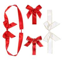 China Red Pre-Tied Elastic Satin Bows for Gift Boxes - 5000pcs Minimum Order with Custom Sizes Available for sale