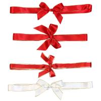 China Red Pre-Tied Elastic Satin Bows for Gift Boxes - 5000pcs Minimum Order with Custom Sizes Available for sale
