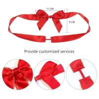 China Red Pre-Tied Elastic Satin Bows for Gift Boxes - 5000pcs Minimum Order with Custom Sizes Available for sale