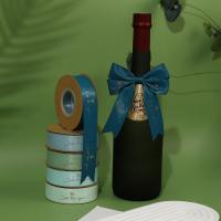 China Custom Gold Foil Printed Polyester Satin Ribbon 25mm Width 50 Yards for Gift Packaging & Garment Decoration for sale