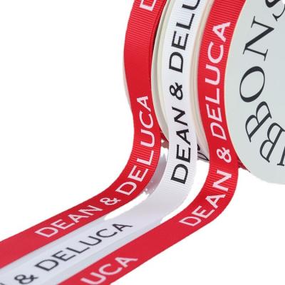 China Custom Logo Printed Grosgrain Ribbon 25mm Width 50 Yards Roll for Gift Packaging and Branding for sale