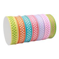 China Custom Printed Grosgrain Ribbon 25mm Width 50 Yards Roll - Green Dot Pattern ODM Orange Customization for sale