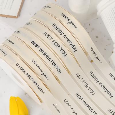 China 20mm White Grosgrain Printed Cotton Ribbon - 50 Yard Rolls, Eco-Friendly Customizable Packaging Tape for sale