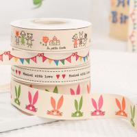 China Custom Cartoon Animal Print Cotton Ribbon 10mm-25mm Width 50 Yards Roll for Gift Packaging and Crafts for sale