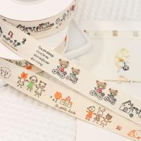 China Custom Cartoon Animal Print Cotton Ribbon 10mm-25mm Width 50 Yards Roll for Gift Packaging and Crafts for sale