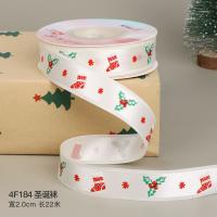 China 20mm-25mm Christmas Printed Polyester Ribbon 50 Yards Roll with ISO14001 Certification for Gift Packaging for sale