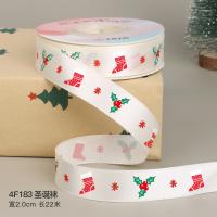 China 20mm-25mm Christmas Printed Polyester Ribbon 50 Yards Roll with ISO14001 Certification for Gift Packaging for sale