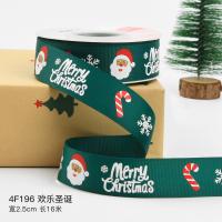China 20mm-25mm Christmas Printed Polyester Ribbon 50 Yards Roll with ISO14001 Certification for Gift Packaging for sale