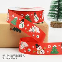China 20mm-25mm Christmas Printed Polyester Ribbon 50 Yards Roll with ISO14001 Certification for Gift Packaging for sale