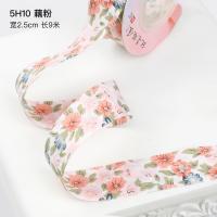 China 25mm Floral Blossom Printed Cotton Ribbon - 50 Yard Roll for Gift Wrapping and Decoration for sale