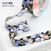China 25mm Floral Blossom Printed Cotton Ribbon - 50 Yard Roll for Gift Wrapping and Decoration for sale