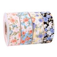 China 25mm Floral Blossom Printed Cotton Ribbon - 50 Yard Roll for Gift Wrapping and Decoration for sale