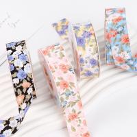 China 25mm Floral Blossom Printed Cotton Ribbon - 50 Yard Roll for Gift Wrapping and Decoration for sale