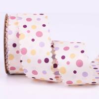 China Round Dot Printed Polyester Ribbon 25mm-38mm Cotton Christmas Ribbon for sale