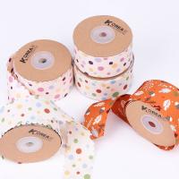 China Round Dot Printed Polyester Ribbon 25mm-38mm Cotton Christmas Ribbon for sale