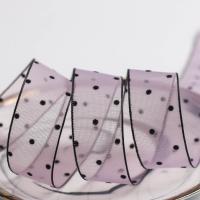 China 10mm-60mm Dot Velvet Wired Ribbon Embroidery double sided velvet ribbon for sale