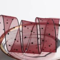 China 10mm-60mm Dot Velvet Wired Ribbon Embroidery double sided velvet ribbon for sale