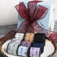 China 10mm-60mm Dot Velvet Wired Ribbon Embroidery double sided velvet ribbon for sale