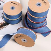 China 38mm Double-Face Weave Jeans Ribbon - 50 Yard Roll for Garment Decoration and Packaging for sale