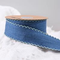 China 38mm Double-Face Weave Jeans Ribbon - 50 Yard Roll for Garment Decoration and Packaging for sale