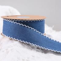 China 38mm Double-Face Weave Jeans Ribbon - 50 Yard Roll for Garment Decoration and Packaging for sale