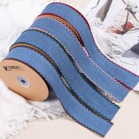 China 38mm Double-Face Weave Jeans Ribbon - 50 Yard Roll for Garment Decoration and Packaging for sale