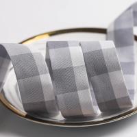 China Black White Checkered Wired Polyester Ribbon Roll 7mm-40mm Width 50 Yards Length for Gift Packaging for sale