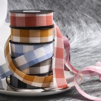 China Black White Checkered Wired Polyester Ribbon Roll 7mm-40mm Width 50 Yards Length for Gift Packaging for sale