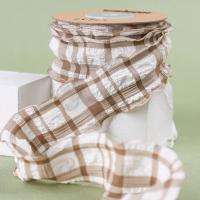 China 38mm Double-Face Lattice Gingham Polyester Ribbon 50 Yards with Wrinkle Edge for Gift Wrapping for sale
