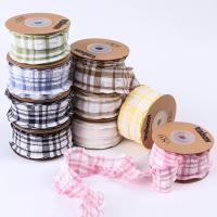 China 38mm Double-Face Lattice Gingham Polyester Ribbon 50 Yards with Wrinkle Edge for Gift Wrapping for sale