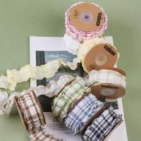 China 38mm Double-Face Lattice Gingham Polyester Ribbon 50 Yards with Wrinkle Edge for Gift Wrapping for sale