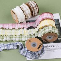 China 38mm Double-Face Lattice Gingham Polyester Ribbon 50 Yards with Wrinkle Edge for Gift Wrapping for sale