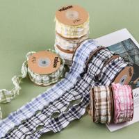 China 38mm Double-Face Lattice Gingham Polyester Ribbon 50 Yards with Wrinkle Edge for Gift Wrapping for sale