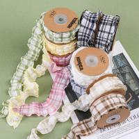 China 38mm Double-Face Lattice Gingham Polyester Ribbon 50 Yards with Wrinkle Edge for Gift Wrapping for sale