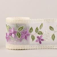 China Embroidery Wired Organza Ribbon 85mm Single Face Printed Organza Ribbon for sale