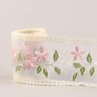 China Embroidery Wired Organza Ribbon 85mm Single Face Printed Organza Ribbon for sale