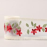 China Embroidery Wired Organza Ribbon 85mm Single Face Printed Organza Ribbon for sale